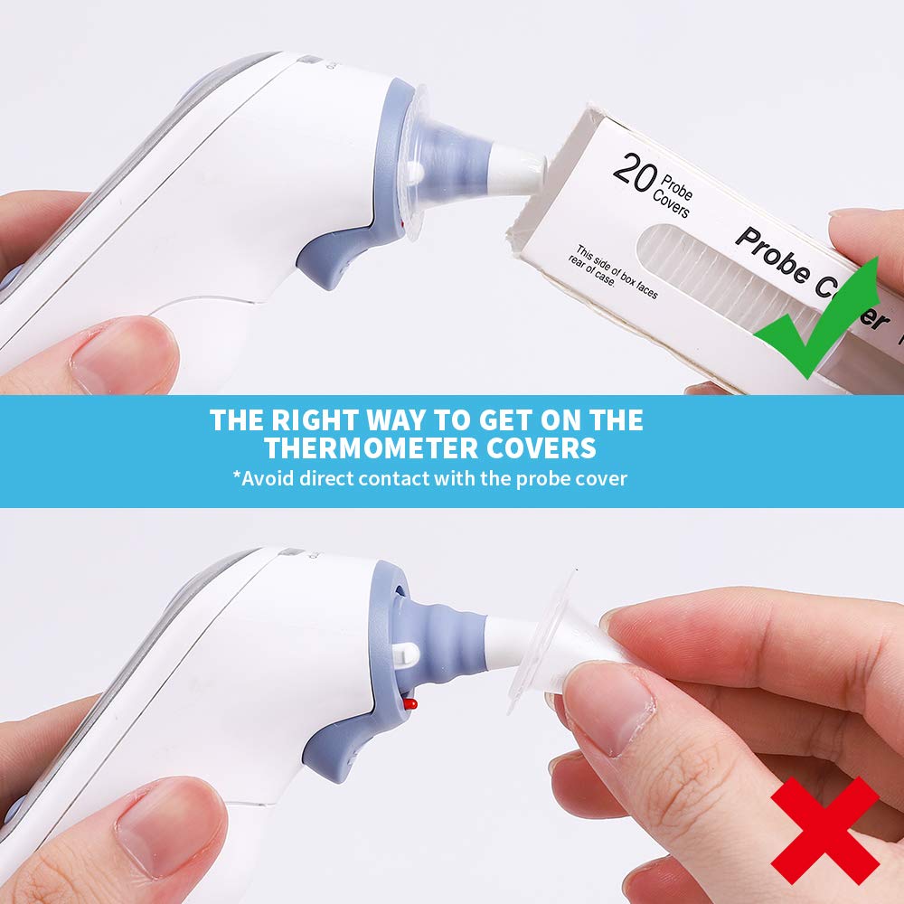 100 Counts Ear Thermometer Covers Refill Caps Lens Filters Compatible with Braun Thermometer Ear Covers, BPA Free and Disposable Ear Thermometer Covers Caps for Digital Ear Thermometer (100)