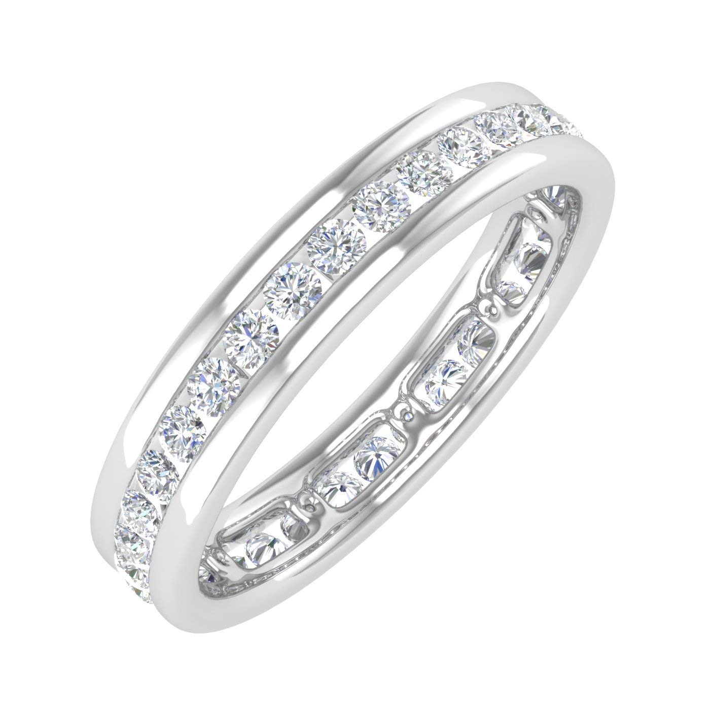 1/2 Carat Channel Set Diamond Wedding Eternity Ring Band in 14K White Gold (Ring Size 6)
