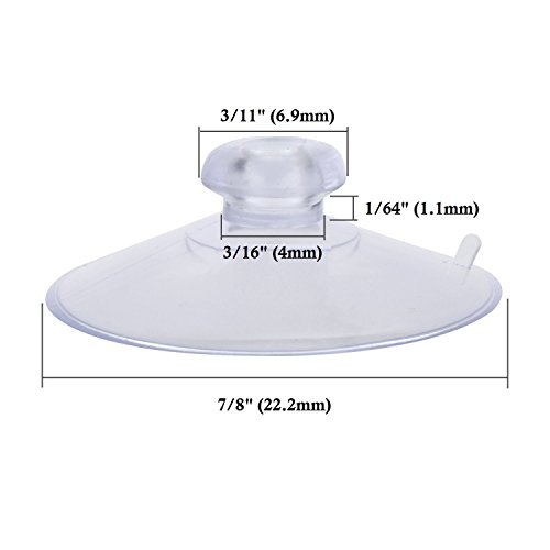 20 Pack Clear Plastic Strong Suction Cup with Removable Hook (7/8" (22.22mm) Diameter)