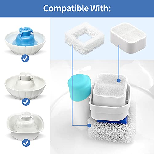 10 Pack Ceramic Cat Water Fountain Replacement Filters, 8 Pack Pet Fountain Replacement Filters and 2 Pack Foam Filters for Tritone/Fiumi Ceramic Pet Lotus Ceramic Pet Drinking Fountain
