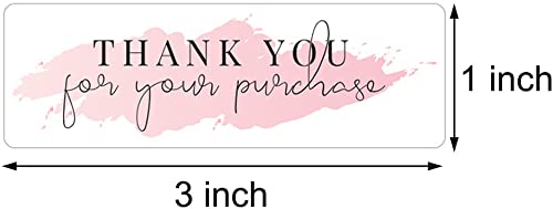 1" x 3" Thank You for Your Purchase Stickers, Rectangle Pink Decorative Sealing Stickers for Delivery, Decoration, Packaging, 120 Labels Per Roll