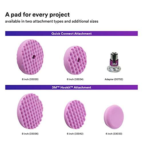 3M Perfect It 1 Step Foam Finishing Pad, 33034, Quick Connect, Surface Buffing, Collision Repair, High Gloss Polish, 6 in