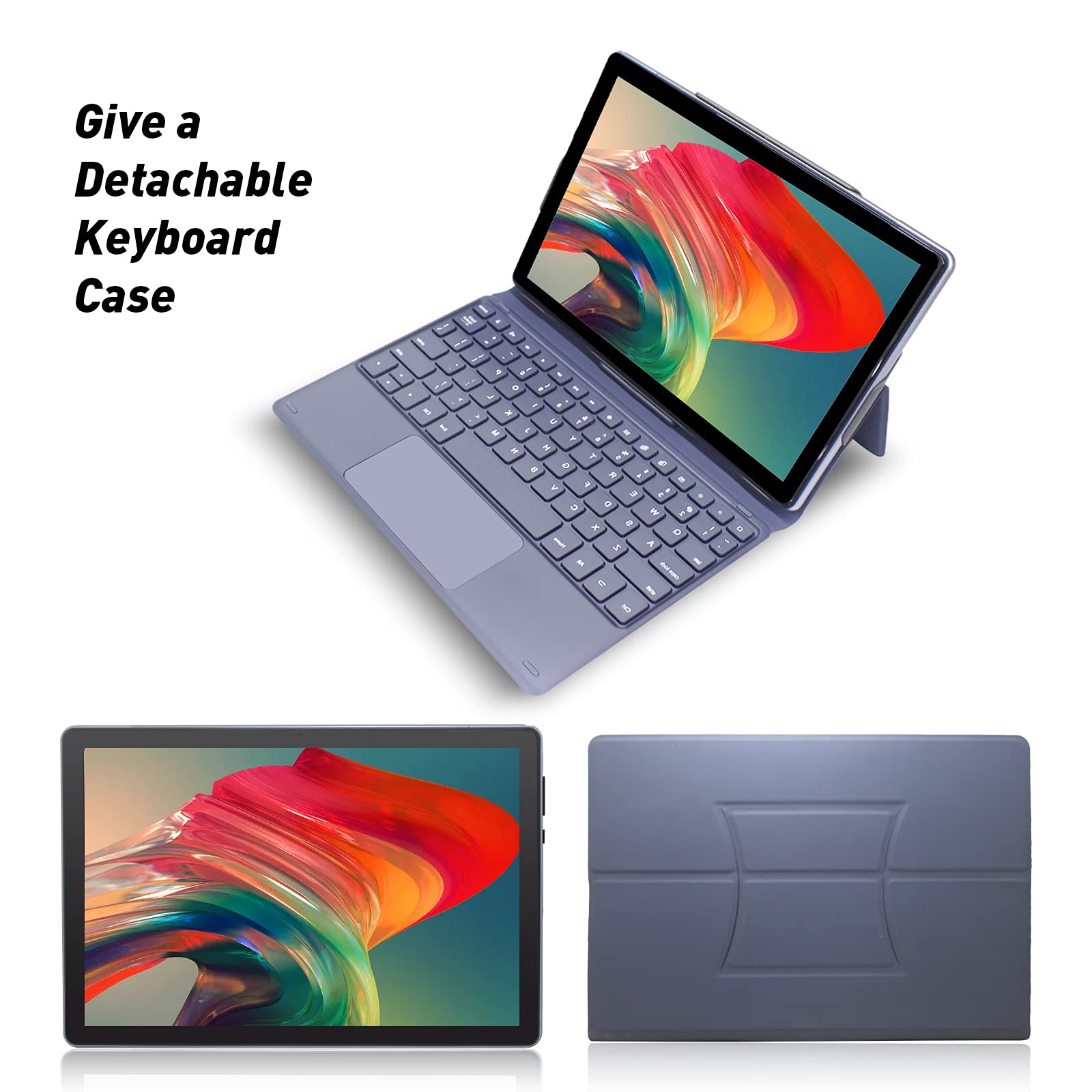 10 inch Tablet with Keyboard,4G LTE Android 10 Tablet Octa-core Processor,1920x1200 Full FHD,4GB RAM 64GB ROM,2 in 1 Tablet with Stylus Pen,5G WiFi Tablet with Case and Stand,5+8MP Dual Camera,GPS