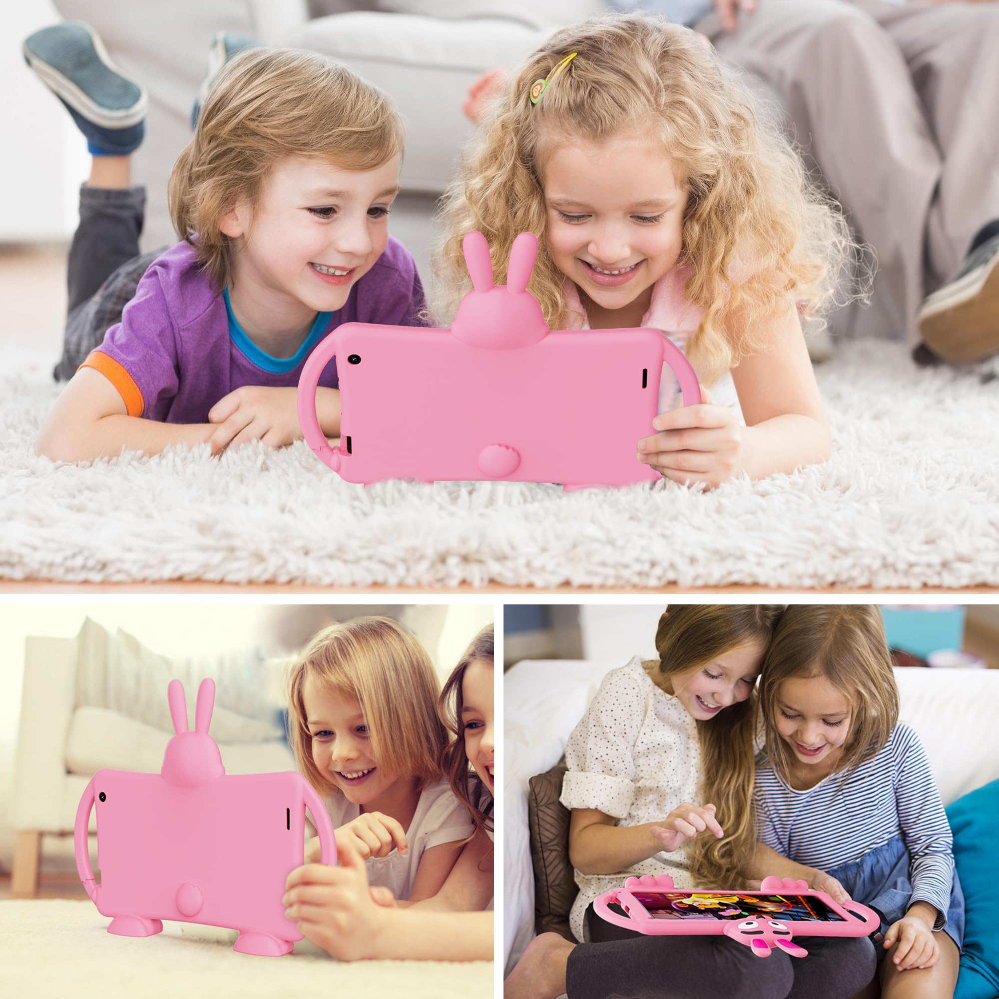 10.1 inch Kids Tablet, Android 11 Tablet for Kids, 32GB ROM,5000mAh Battery, Toddler Tablets with Bluetooth, WiFi, Parental Control, Dual Cameras with Shockproof Case(Pink)