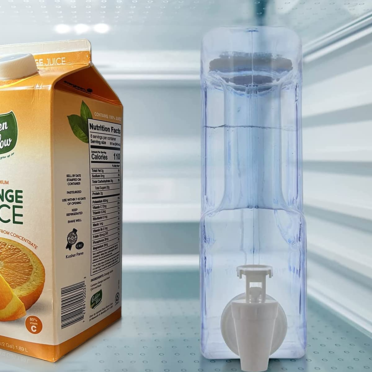 1.25 Gallon Slimline Drink Dispenser for Fridge - Beverage Spigot for Easy Pouring, BPA-Free, USA Made (Pack of 2)