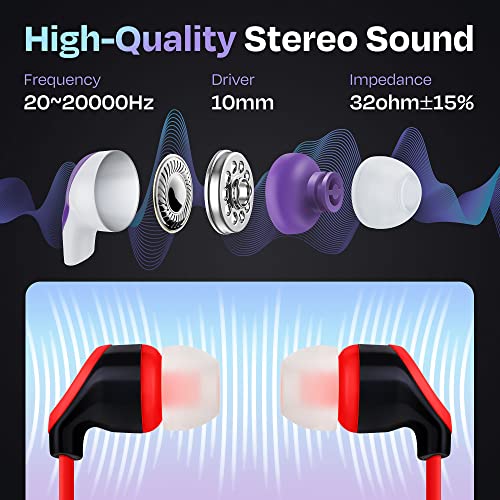 10x Multipack | Earbuds with Microphone, for Schools, Classroom, Libraries, Museums, etc., Wired in-Ear Earphones with Mic for Kids, Teenagers & Adults, Affordable Bulk Headphones