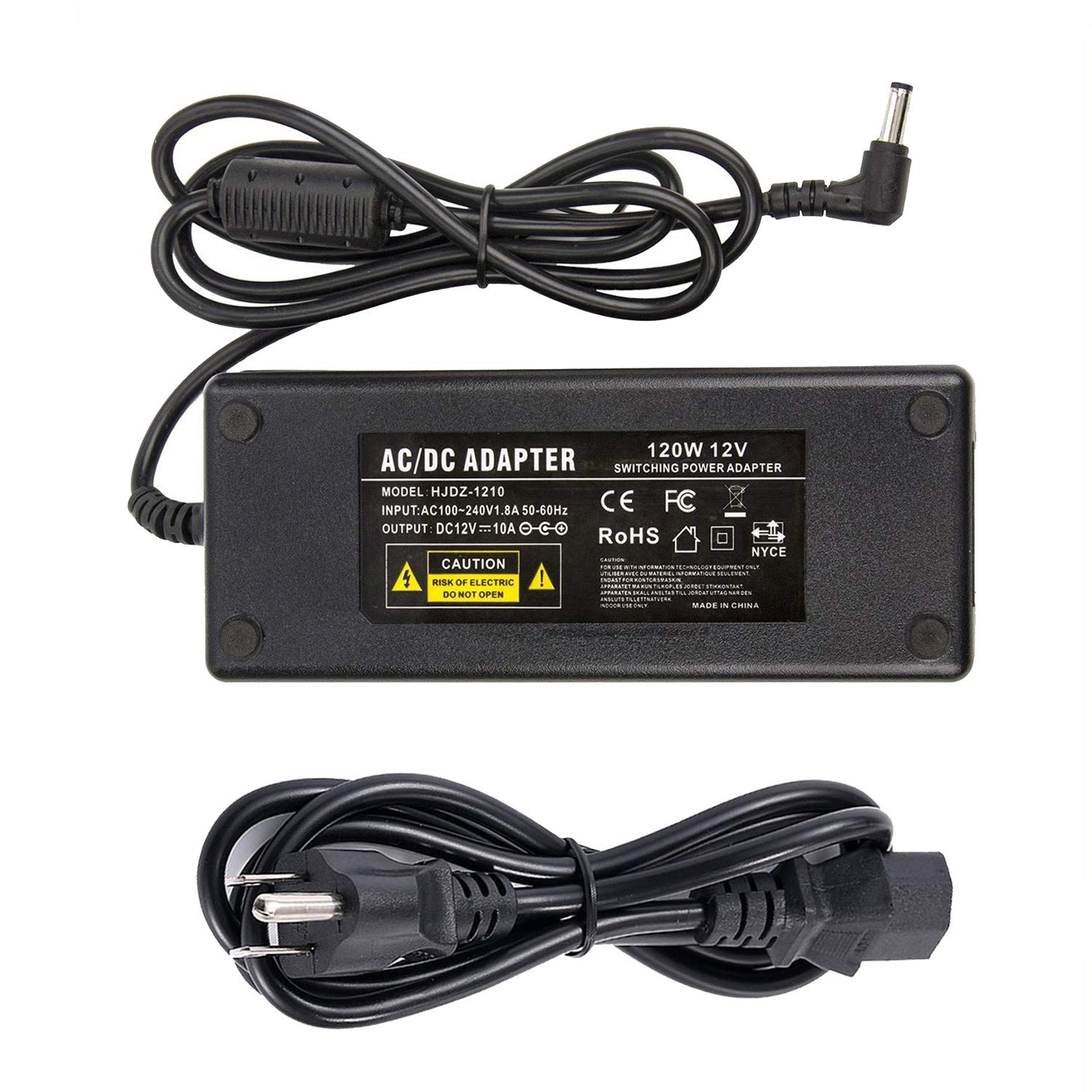 12V 10A Power Supply Adapter - COOLM AC Adaptor 100-240V 50-60HZ DC 12V 120W Adapter Transformer 5.5x2.5mm DC Output Jack for LED Strip Light LED Driver