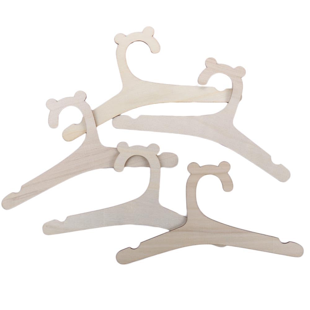 10 Pcs Baby Children Wooden Hangers Children's Clothes Hangers,Cute Little Bear Shape,8.97 * 4.72inch