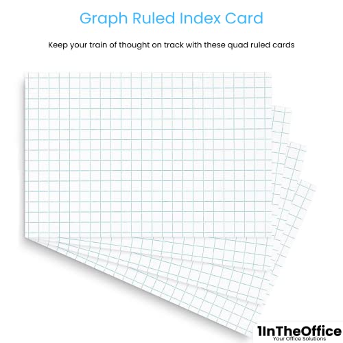 1InTheOffice Index Cards 4x6 Graph Ruled White, Quad Ruled Index cards 4x6 200/Pack