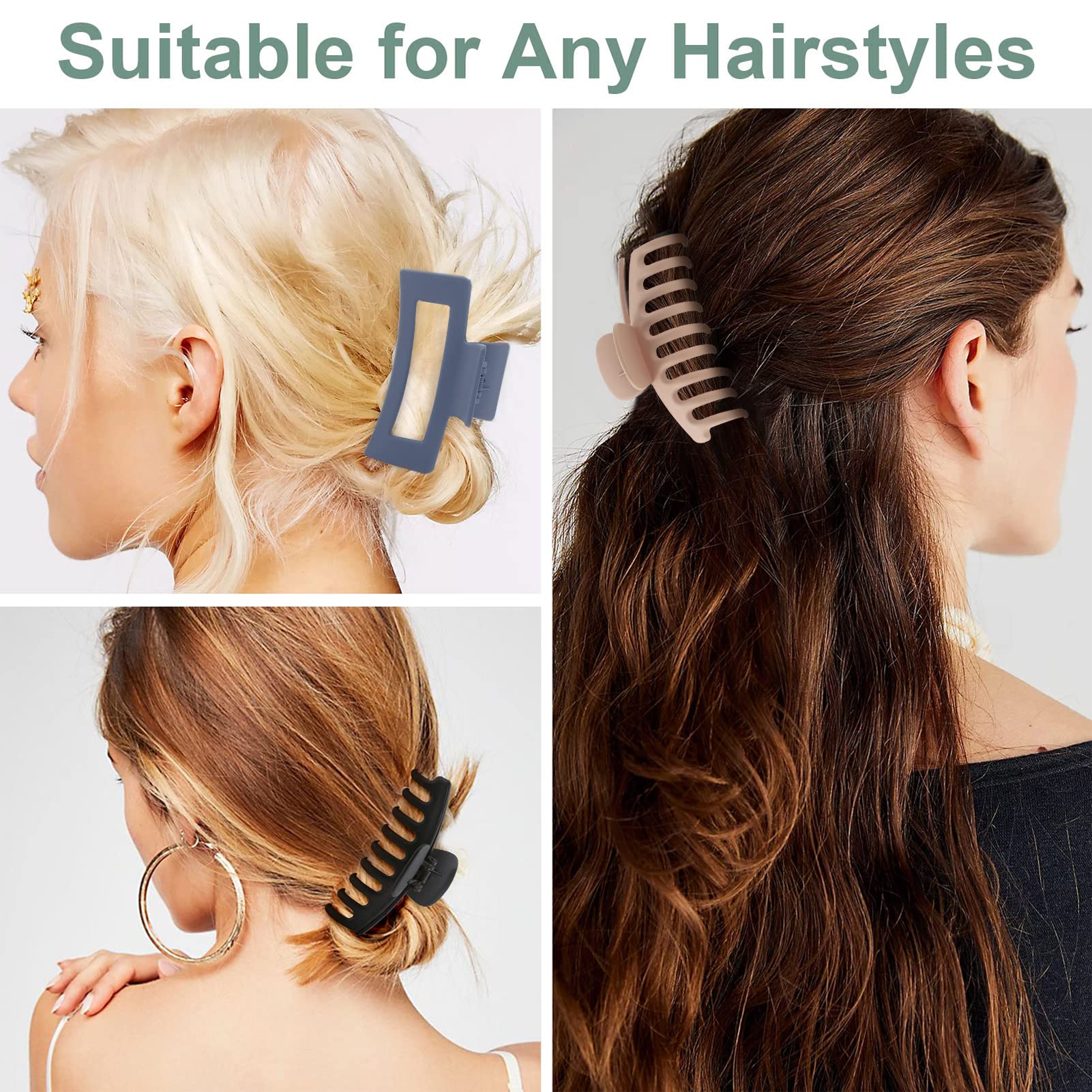 10 Pack Large 4.1" Matte Claw Clips for Women, Hair Styling Accessories for Thick Hair