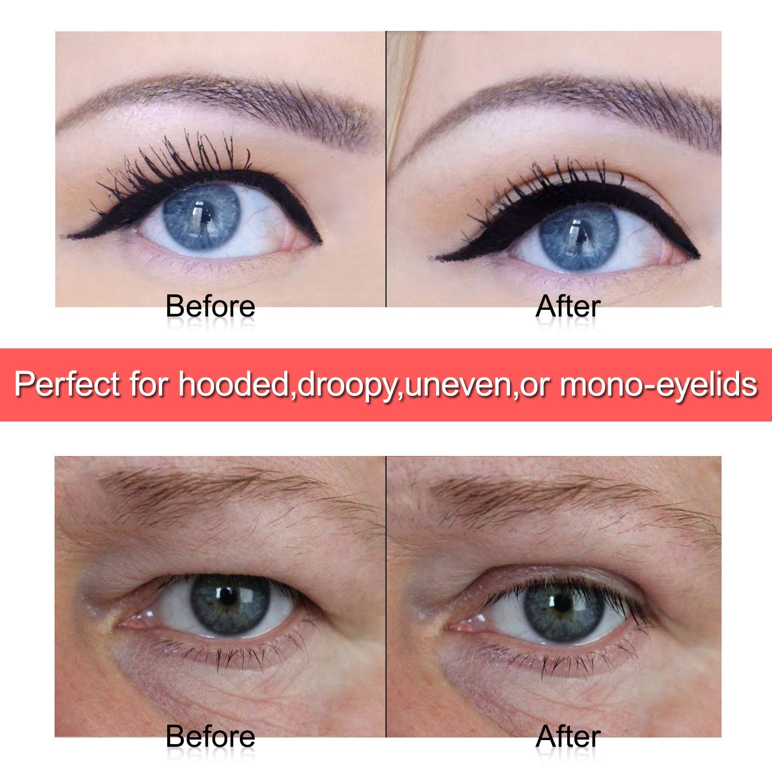 1200 PCS Invisible Eyelid Tape Stickers, Single Side Sticky, Eyelid Lifter Strips for Droopy Hooded Eyes, Eyes Makeup, Uneven Mono-eyelids