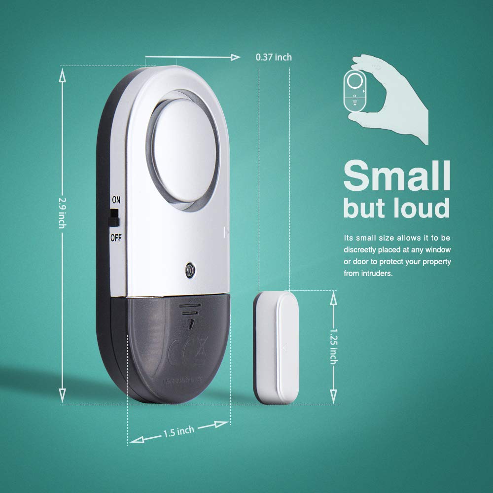 120 DB Loud Door and Window Open Alarm Sensor 2 Pack for Kids, Dementia Patients Safety, Wireless Security Alarms Keep Your Home, Pool, Cabinet, Business Safe