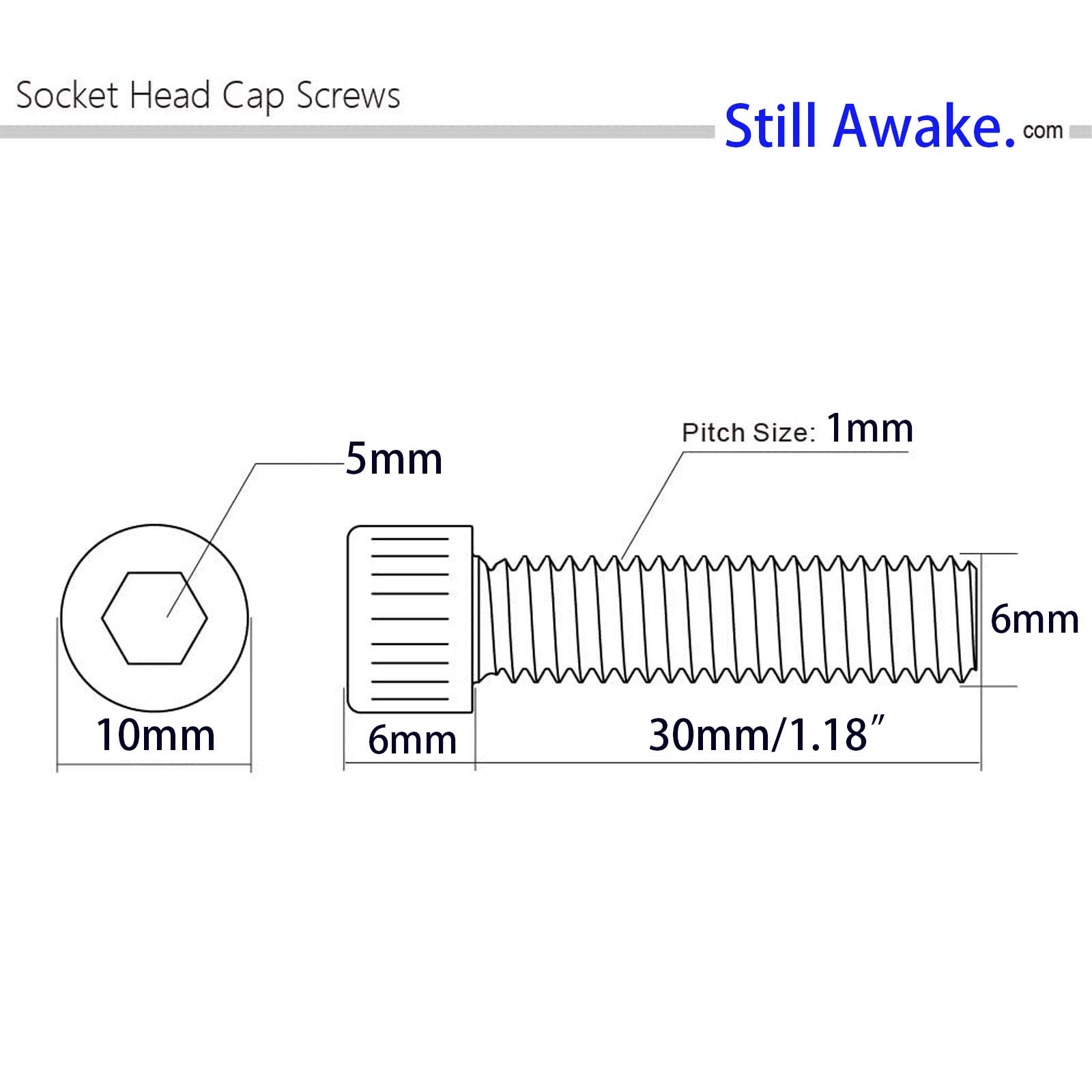 30 Pcs M6-1 x 30mm Hex Socket Head Cap Screws, 12.9 Grade Alloy Steel, Allen Socket Drive, Black Oxide Finish, Machine Thread，Full Thread （30 Pcs M6-1 x 30mm）