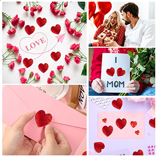 1000 PCS Glitter Red Heart Stickers - 1" Heart Decorative Labels for Valentine's Day Wedding Anniversaries Decorations