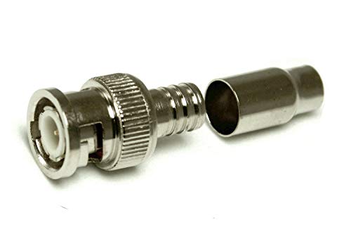 100 Pack Lot - RG59 2pc Coax Coaxial BNC Crimp On Male Connector Plug Ends CCTV