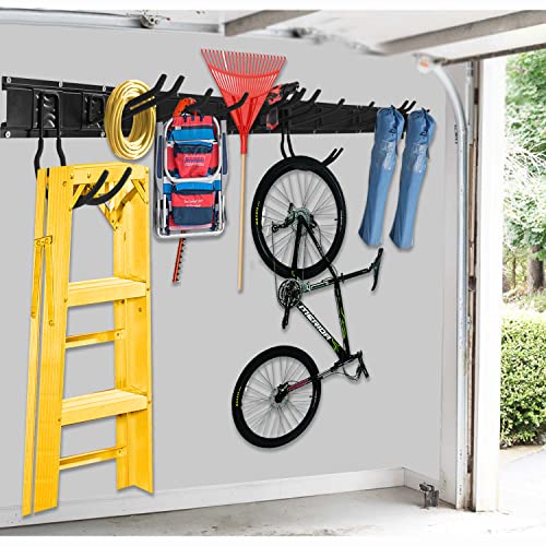 14 PCS Tool Storage Rack, 64 Inch Adjustable Garage Tool Organizer Wall Mounted Storage System with 10 Hooks, Max 600 lbs Super Heavy DutySuper Heavy Duty Steel Garden Tool Organizer Wall Holders