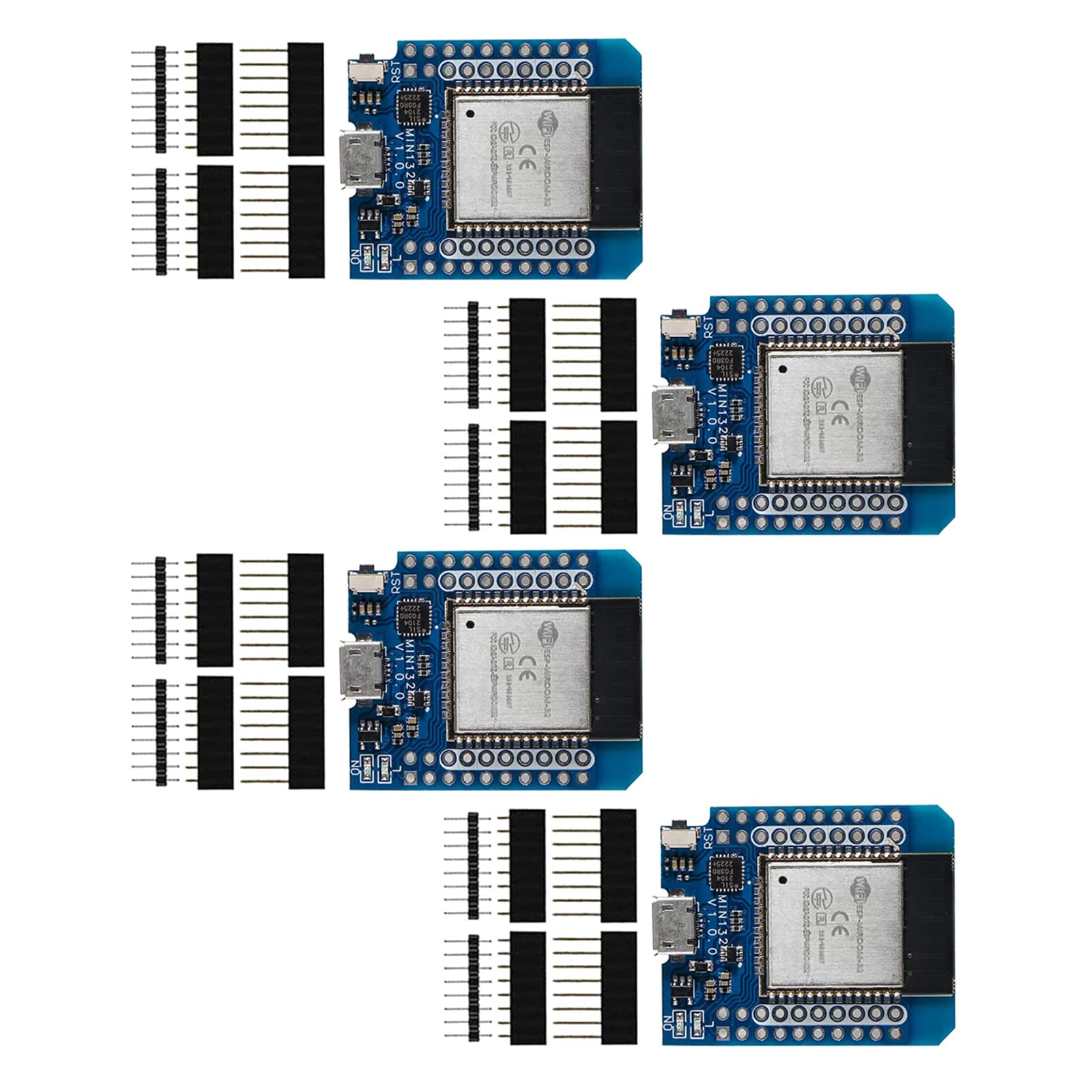 AEDIKO 4pcs ESP32 D1 Mini ESP-32 Micro USB Board WiFi+Bluetooth Development Module Board Base on ESP8266