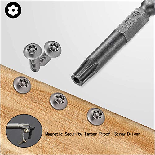 10PCS 2"/50mm T27 Torx Head Screwdriver Bit Set, 1/4 Inch Hex Shank with Quick Release Slot,S2 Steel Magnetic Security Tamper Proof Star 6 Point Screw Driver Kit Tools(TT27)