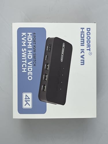4K HDMI KVM Switch, 4 Port HDMI USB Switch for 4 Computer Share a 4K@30Hz Monitor and 3 USB Device Keyboard Mouse Printer, Including 4 KVM Cables