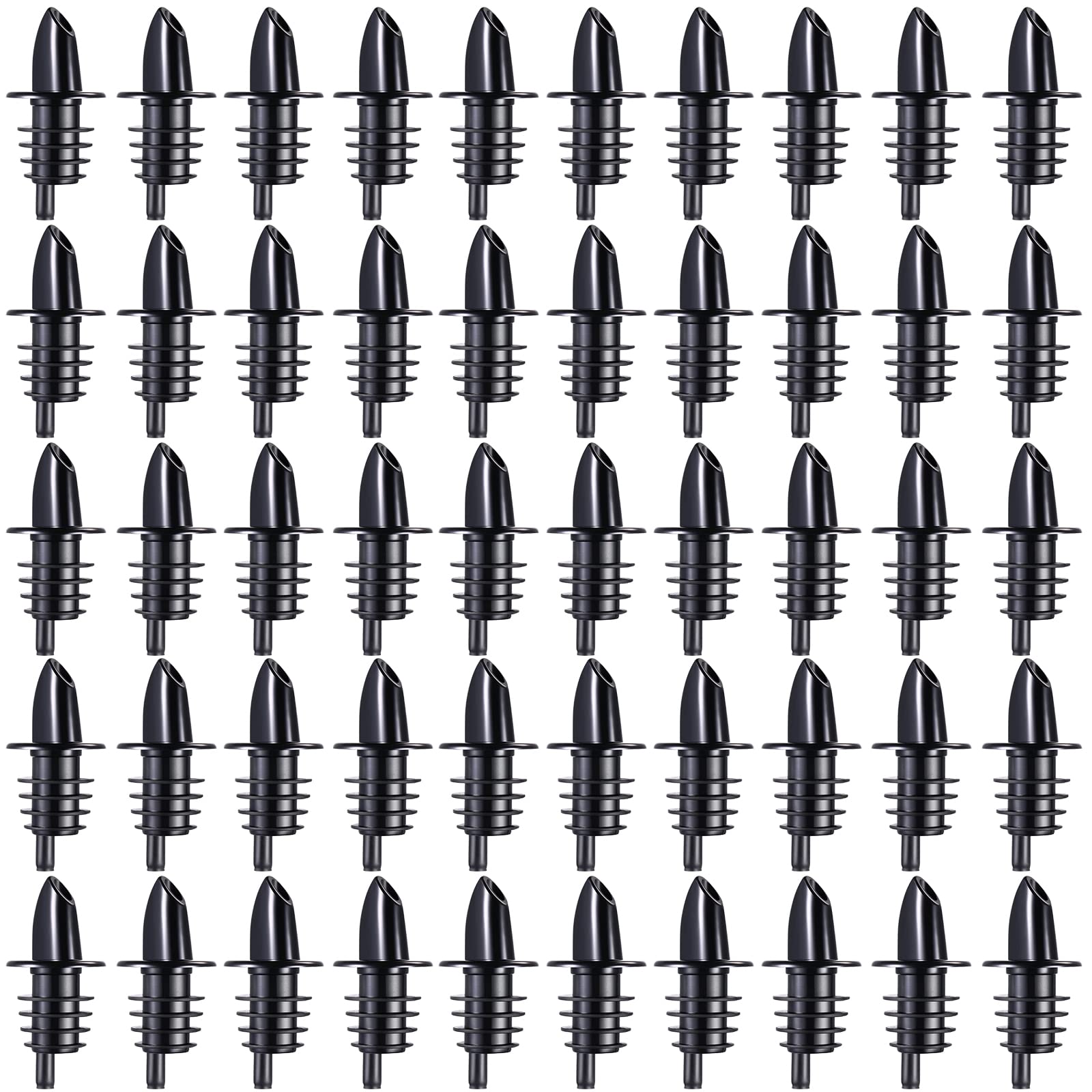 100 Packs Liquor Bottle Pourers Flow Pourers Plastic Spouts Black Bottle Pourers for Bars Clubs Pubs Restaurants Coffee Shops and Home