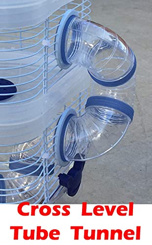 3-Solid Floor Levels Habitat Hamster Rodent Gerbil Mouse Mice Cage with Top Large Running Ball (Blue)