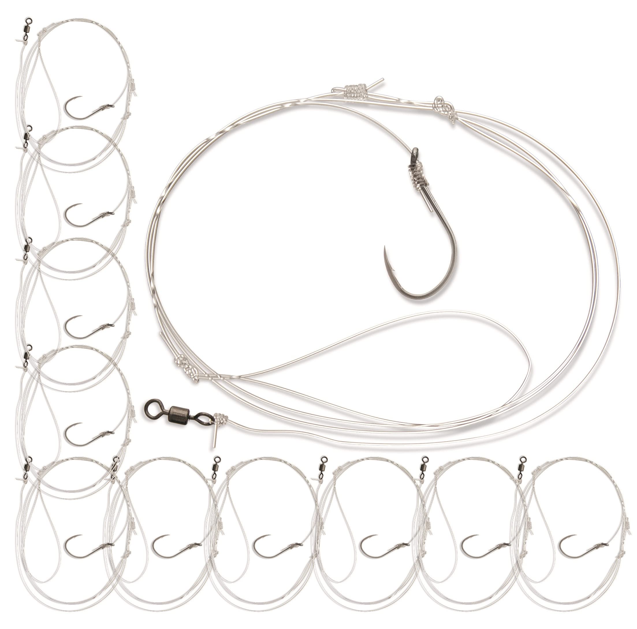 10 Pack UMT Custom Fishing Leaders with 1 Hook for Snapper, Mutton Snapper, Sheepshead, Pompano, Size 3/0 Offset Bait Hook Black, 60lb Heavy Duty Mono, Dropper Loop, Hand Tied One Hook Wonder