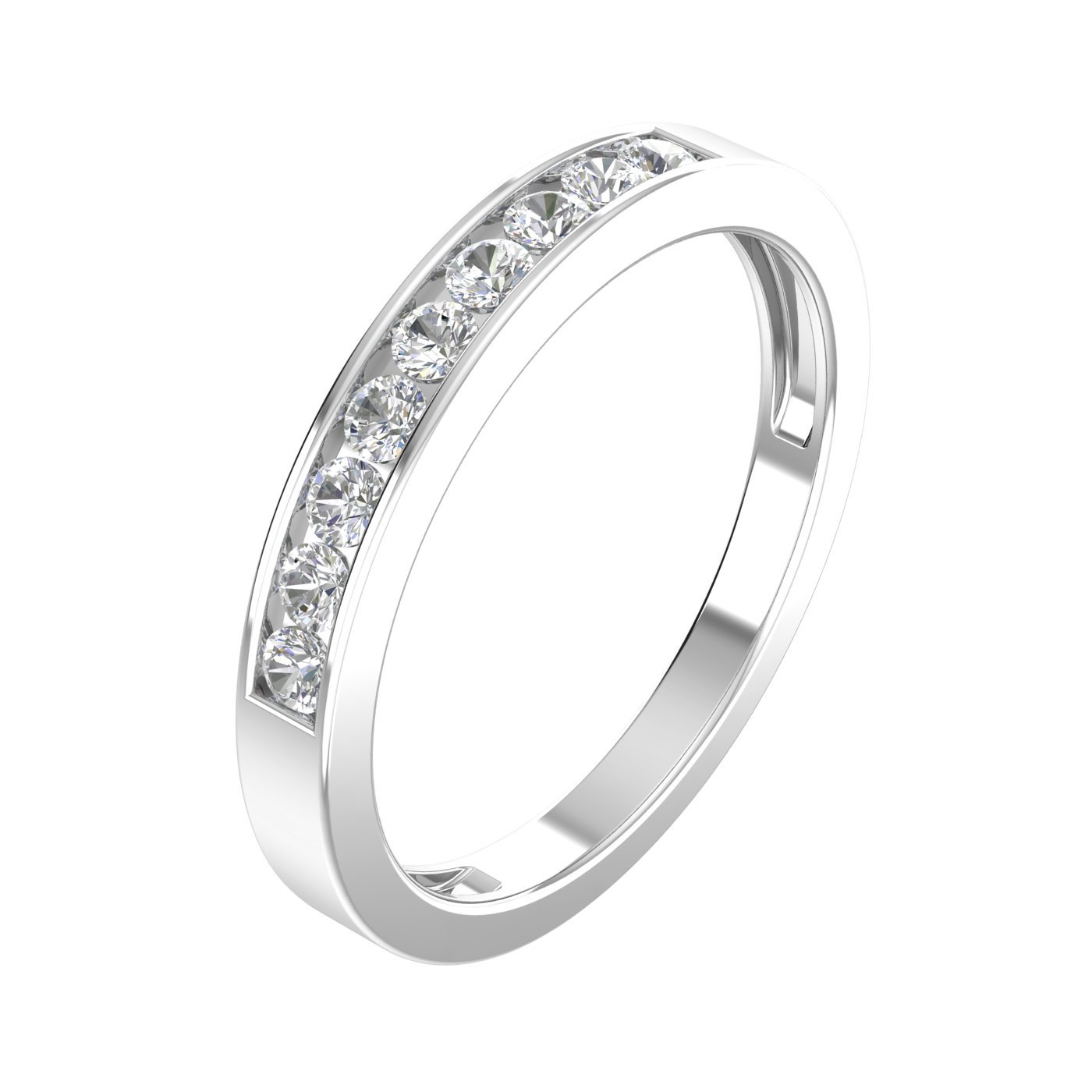 1/4ctw Diamond Channel Wedding Band in 10k White Gold (G-H, I2-I3, Size 6.5)