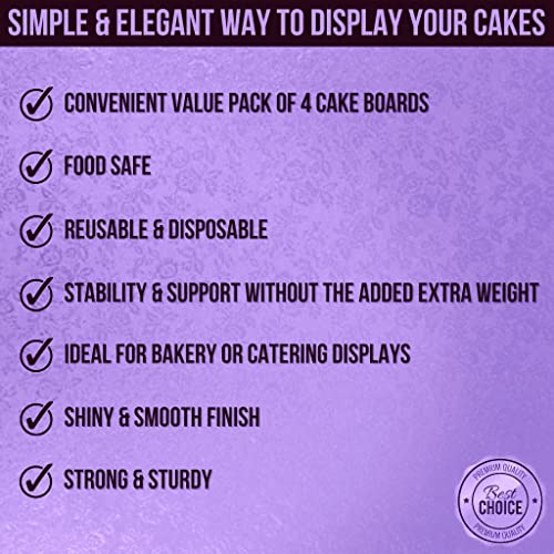 12 Inch Cake Boards - 4 Pack Cake Drums 12 Inch Dia - Disposable Purple Cake Board Circles - Reusable Round Cake Boards - Cake Base Cardboard Cake Rounds - Cake Decorating Supplies & Baking Supplies