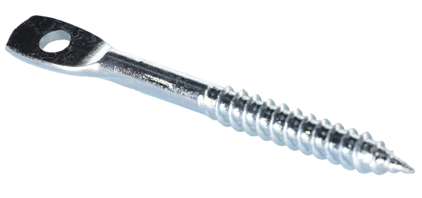 100 Pack, ToolPro 3 Inch Eye Lag Screws, Zinc Plated Carbon Steel Construction Screws for use with attaching Hanger Wire to Ceiling Joists.