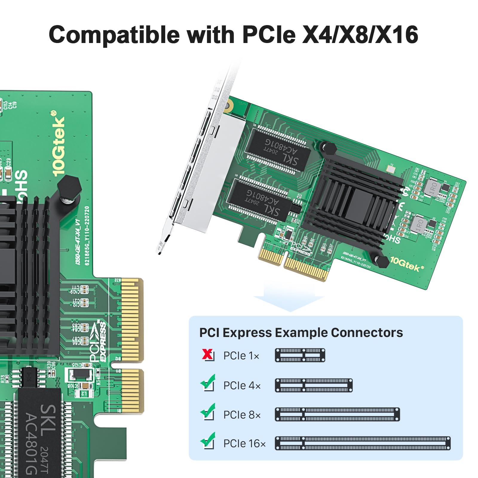 1000Mbps Gigabit Ethernet Converged Network Adapter (NIC) with Intel I350 Chip | Ethernet PCI Express NIC Network Card | Quad Copper RJ45 Ports | PCI Express 2.1 X4 | Compare to Intel I350-T4