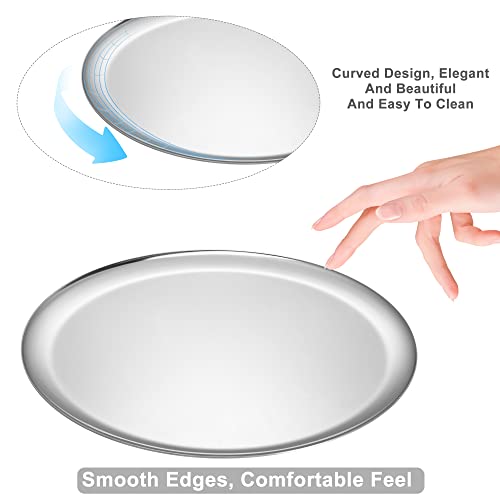 11.02inch/280 mm Silver Stainless Steel Tray,Round Jewelry Tray,Cosmetic Storage Tray,Service Tray,Decorative Tray,Multi-uses Storage Tray Organizer Plate