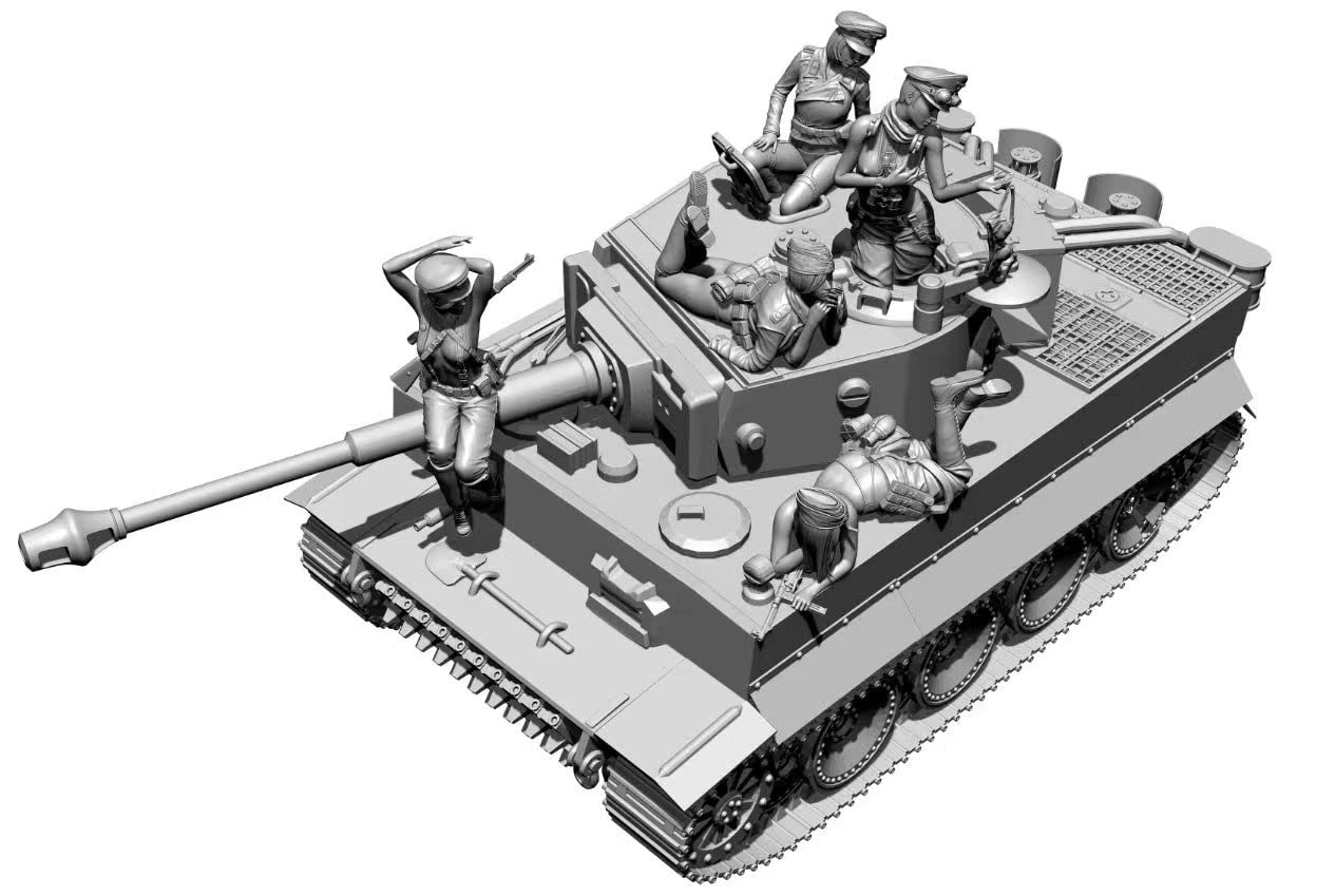 1/35 Resin Soldier Figure Model Kits DIY Beauty 5 Set Soldier colorless and self-Assembled YFWW-2158 (Without Tank)