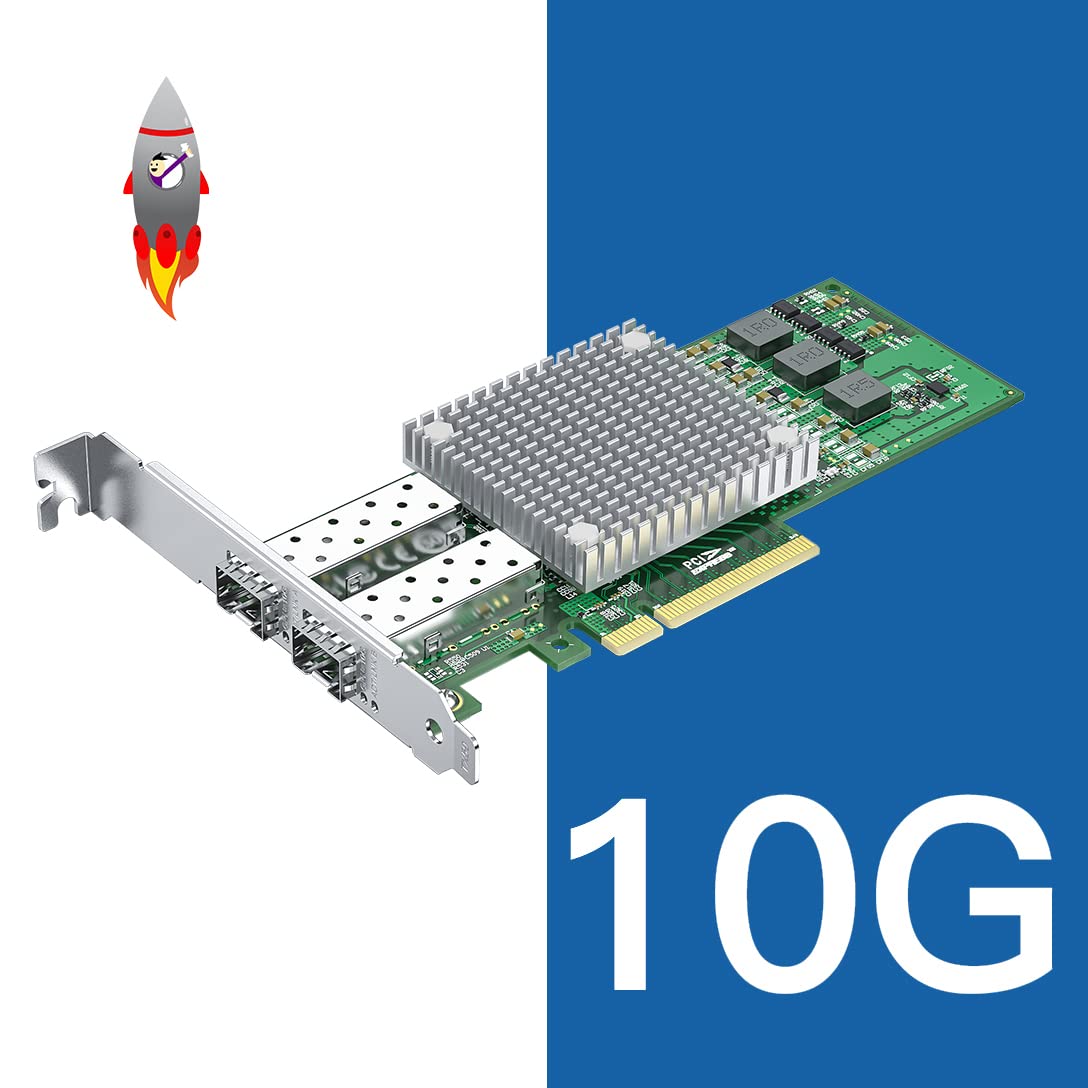 10Gb SFP+ PCI-E Network Card NIC, with Broadcom BCM57810S Chip, Dual SFP+ Port Card, PCI Express X8, Ethernet LAN Adapter Support Windows/Windows Server/Linux/VMware Esxi
