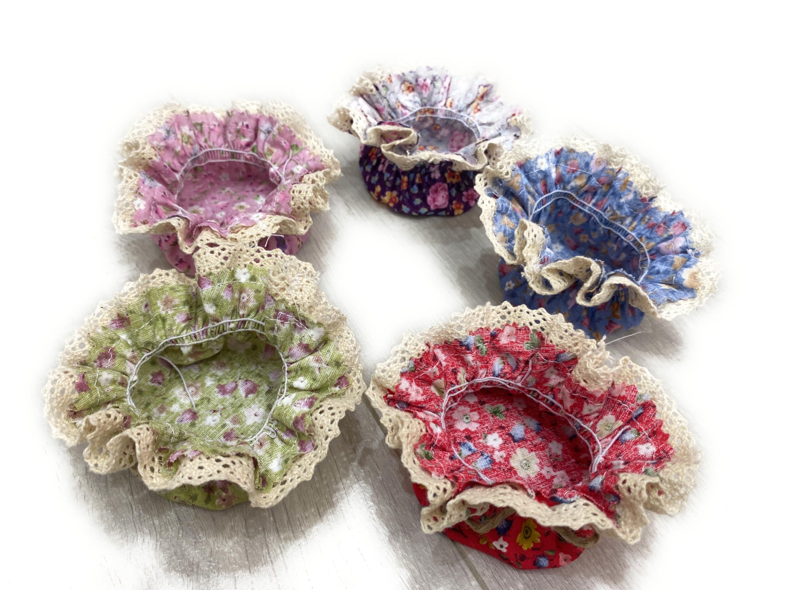 10 Pieces Elastic Jar Cover Cloth - 100% Cotton Jar Cover Cloth - Stretchy Colorful (Red,Blue,Yellow,Pink,Green) Flowered Pattern - Breathable Fermentation Lid Bowl - Reusable Elastic Cloth Jar Covers