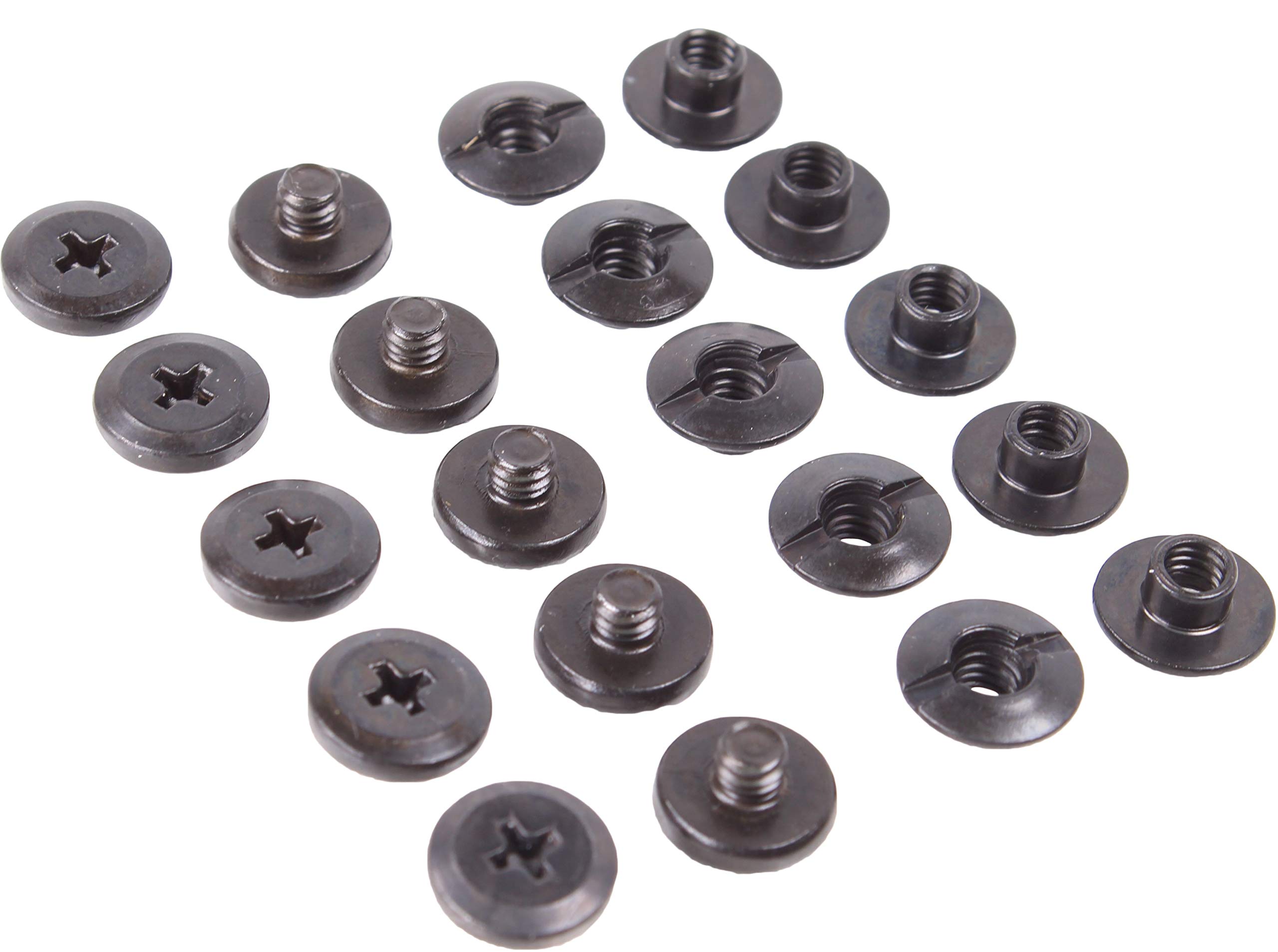 1/8" Black Chicago Screws & Binding Posts Fasteners for Leather Straps/Belts, Kydex Holster/Sheath Repair or Rivet Parts Replacement, Thru Hole Open Slot Design. Made in USA (10 Pack, Flat Head)