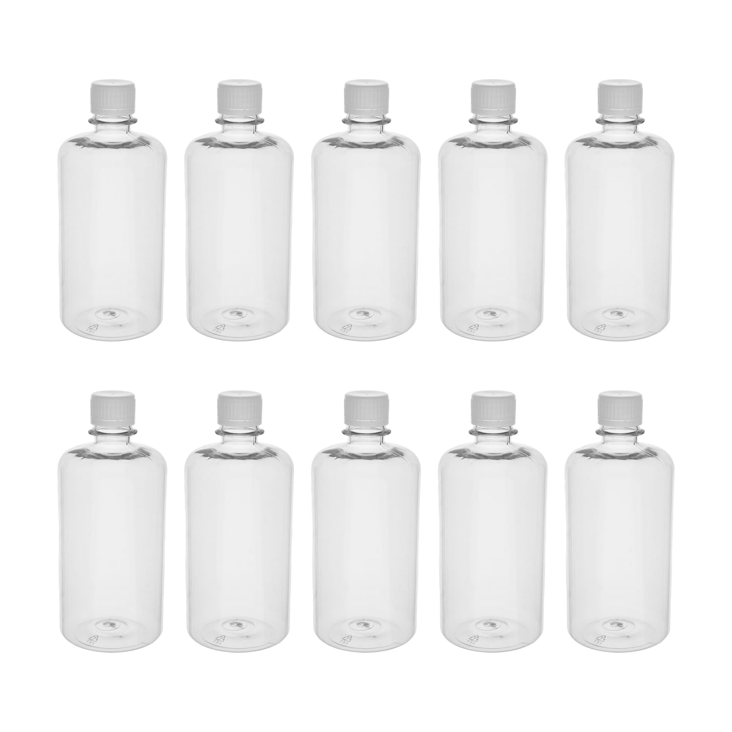Aicosineg 10Pcs 500ml Plastic Container Lab Chemical Reagent Bottles 16.91oz Small Mouth Storage Bottles Plastic Sample Liquid Storage Containers Sealing Bottles with White Cap for Food Stores Clear