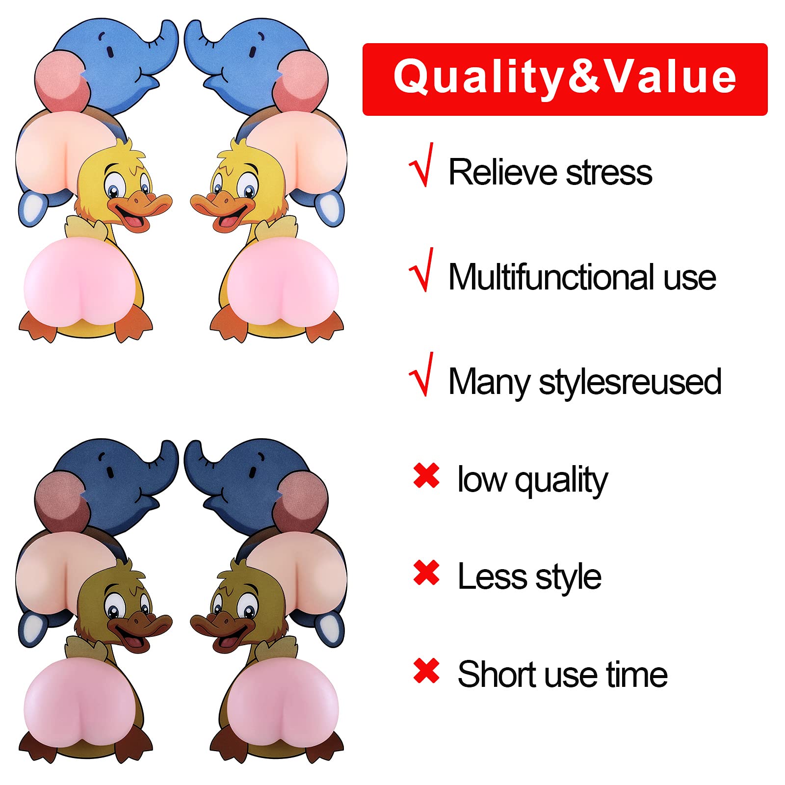14 Pieces 3D Cartoon Car Sticker Decorative Mute Cute Car or Household Appliance Silicone Anti-Collision Strip Sticker for Rearview Mirror Car Door Frame Window