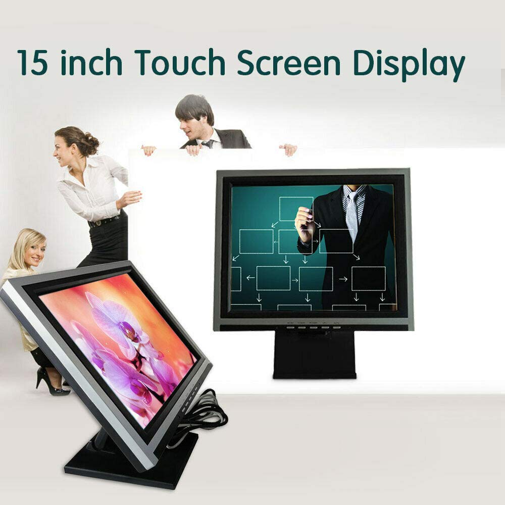 15 Inch POS Touch Screen LED Monitor 1024x768 Resolution Stand VGA for POS Retail Kiosk