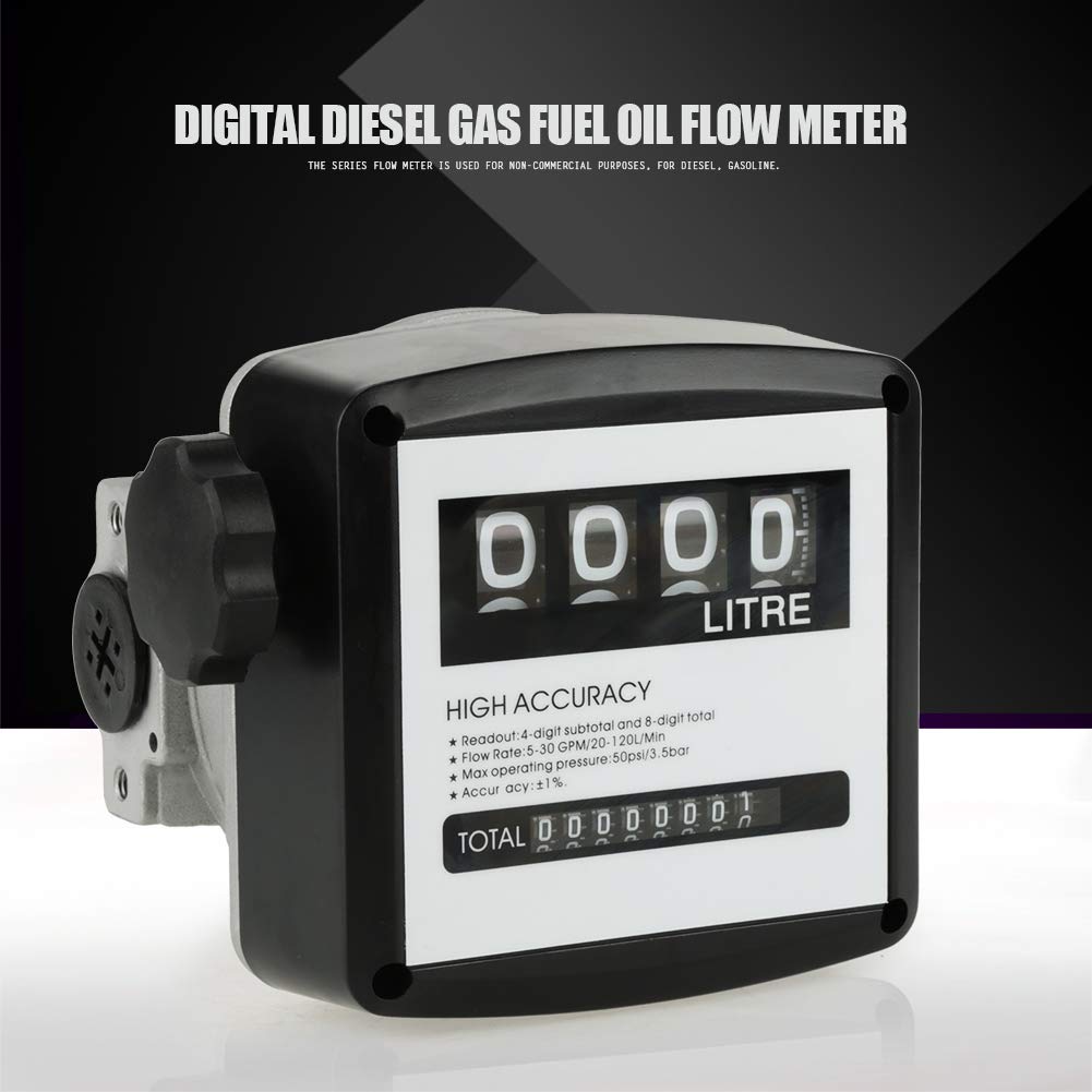 1% High Accuracy 1 Inch 4 Digital Diesel Flow Meter Gas Fuel Oil Flow Meter Counter Gauge