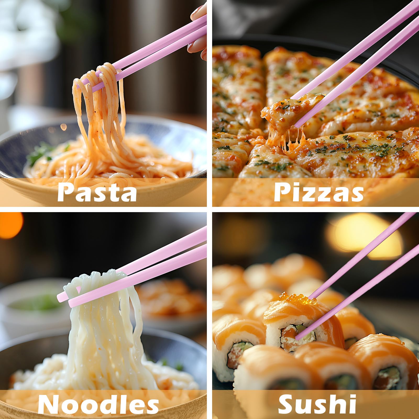 10 Pairs Fiberglass Chopsticks Reusable,Cute Reusable Chopsticks,9 Inch(Pink Chop sticks reusable dishwasher safe)