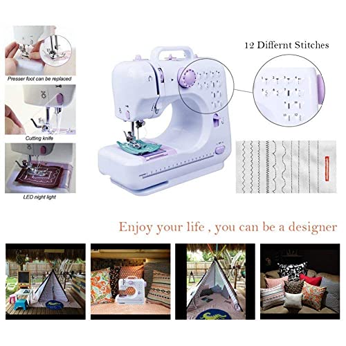 12 Stitch Multi-Function Sewing Machine, Household Sewing Machine, Electric Sewing Machine, Portable Sewing Machine,Double-line Two-speed Reverse Stitch