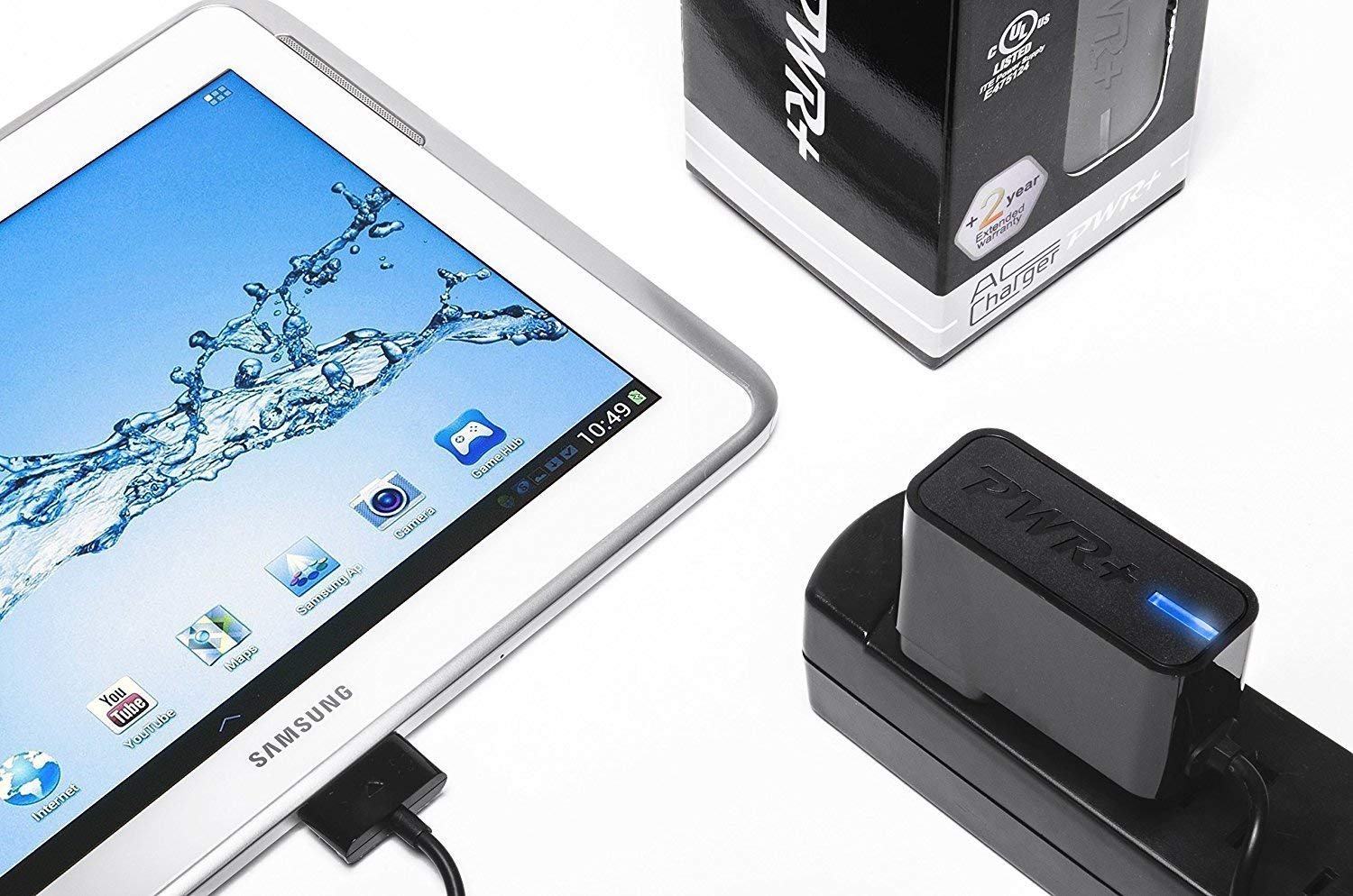 10W Rapid Charger Samsung-Galaxy Note 10.1 Gt-n8013 Tab 2 10.1 Gt-p5113 Sgh-i497 Sch-i915 7.0 Gt-p3113 Gt-p3100 Sch-i705 Note-Tab-2-10.1 8.9 7.7 7 Tablet uL Listed Extra Long AC Adapter