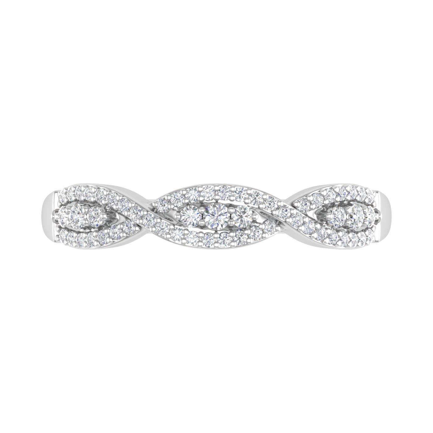 1/5 Carat Prong Set Diamond Twisted Wedding Band Ring in 10K White Gold (Ring Size 7.5)
