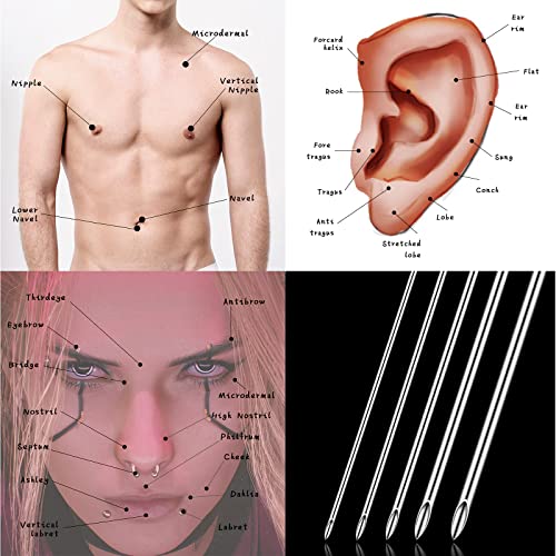 100pcs Ear Nose Piercing Needles,CINRA Body Piercing Needles Tattoo Supply Assorted 12G Size Body Art Piercing Needles Tool for Piercing Supplies (12G)