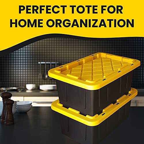 5 Gal. Plastic Storage Tote, Black/Yellow (Set of 4), β 16.5 x 16.5 x 12.5 inches