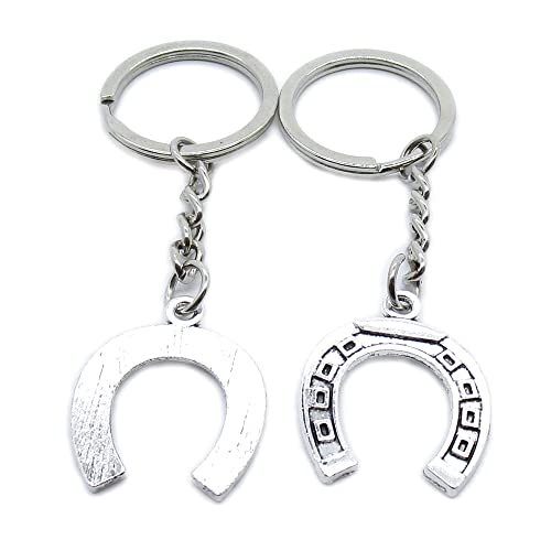 100 Pieces Keychain Keyring Door Car Key Chain Ring Tag Charms Supplies EB2S9R Horseshoe Horse Hoof