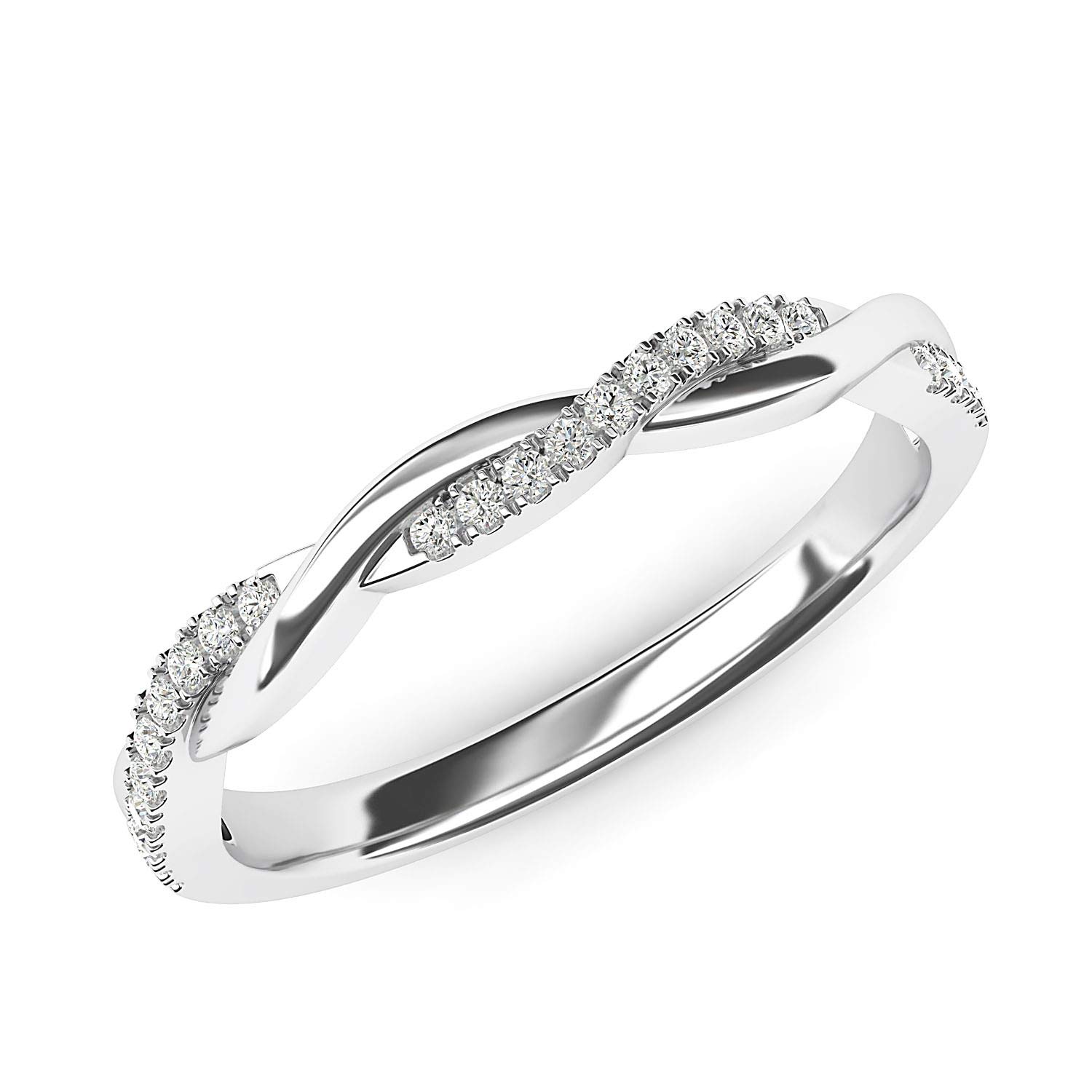10k White Gold 2.5mm Petite Twisted Vine Simulated Diamond Ring Wedding Band Matching Ring (10)