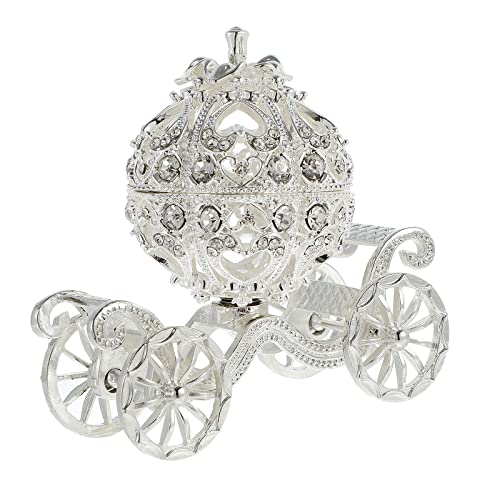 NUOBESTY Crystal Pumpkin Carriage Trinket Box Rhinestone Princess Cinderella Carriage Jewelry Box Hand Painted Jewelry Display Organizer Collectible Figurine Ornament for Women