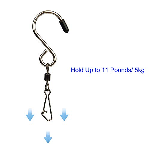 10pcs Swivel S Hooks Clips Hanging Wind Spinners for Chimes Crystal Twisters,Spinning Windsocks and Any Kites, Flower Pots, Plants, Bird Feeders, Solar Lights, Flags,Party Supply (Shook)
