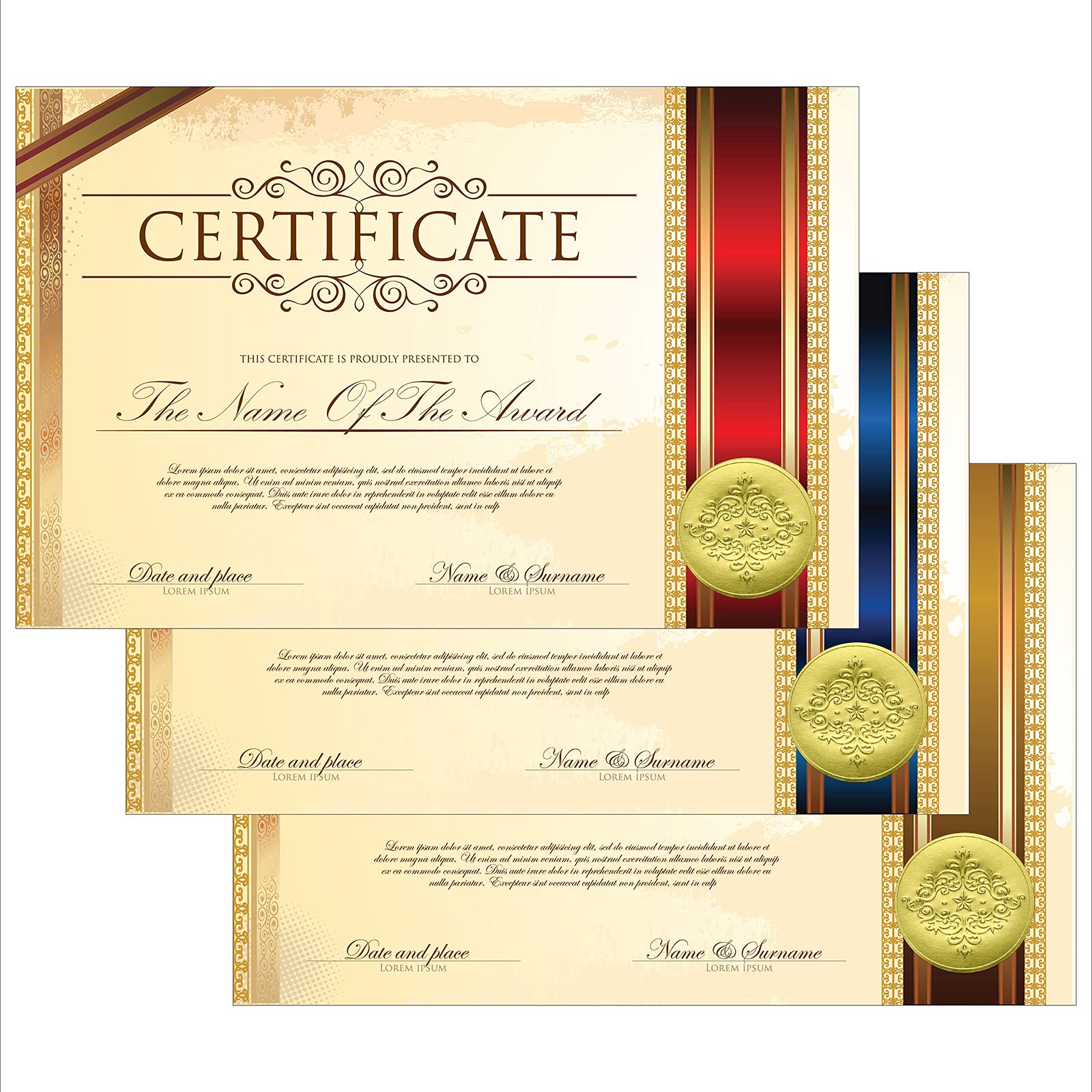 100 Pieces Embossed Gold Foil Certificate Seals Envelope Gold Foil Seals Embossed Stickers for Wedding Invitations Certificates Envelopes Students, Flower Pattern
